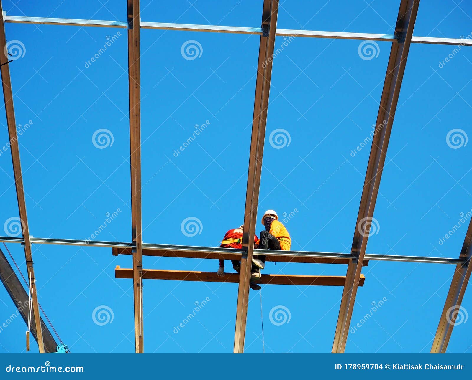 Man Working on the Working at Height on Construction Stock Photo ...