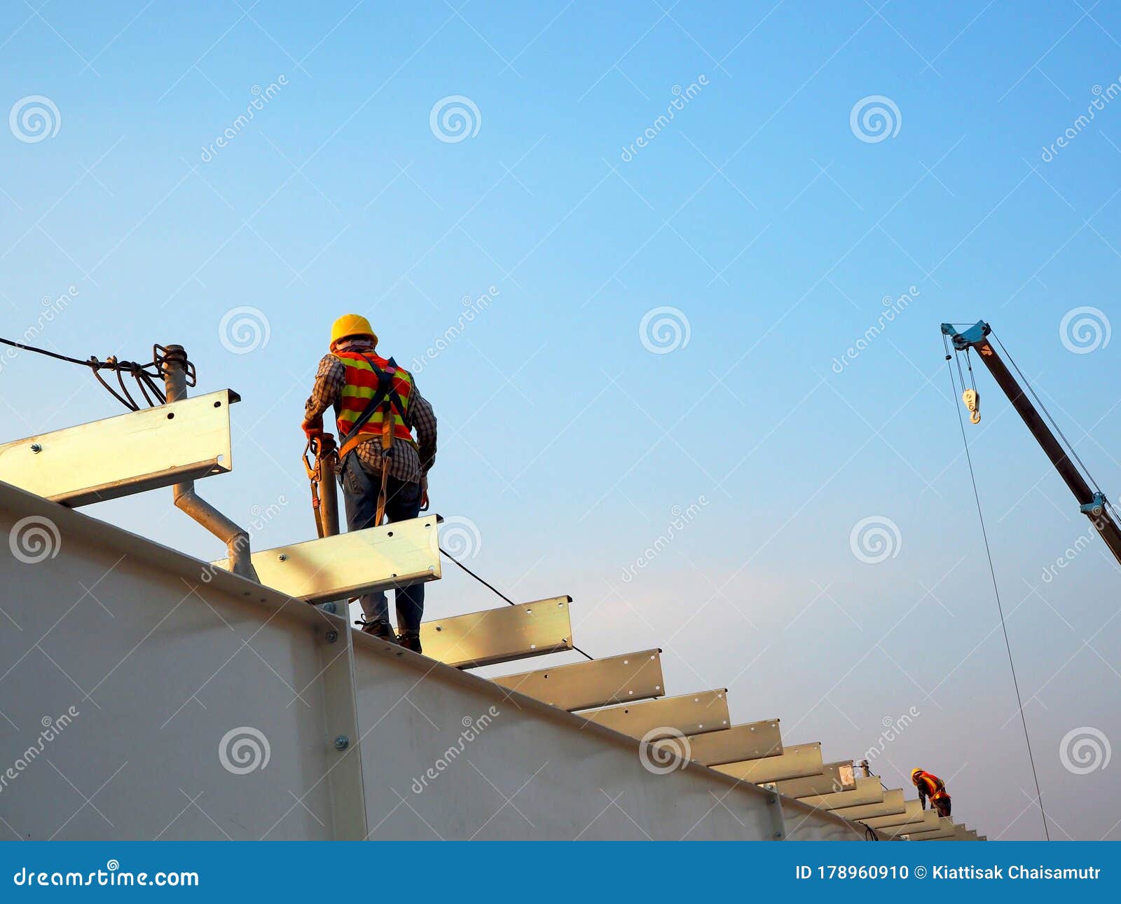 Man Working on the Working at Height on Construction Stock Photo ...