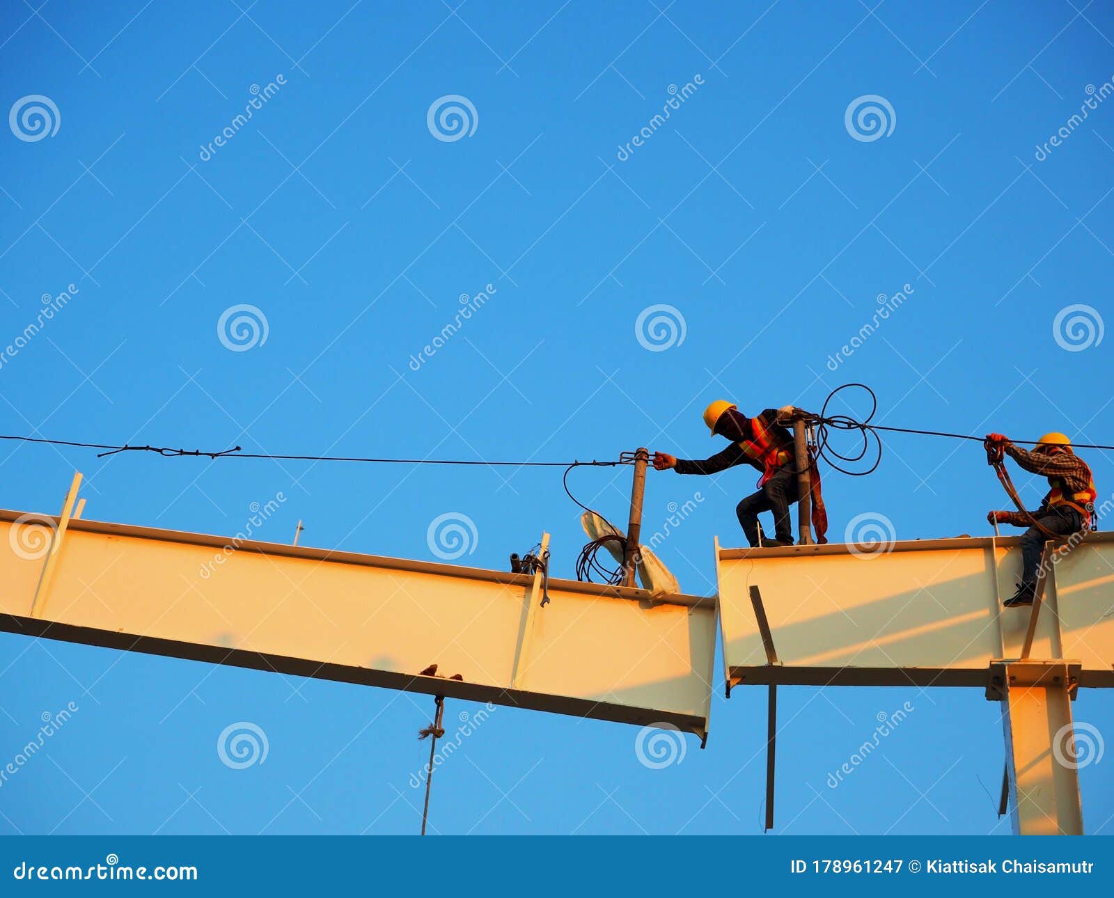 Man Working on the Working at Height on Construction Stock Image ...