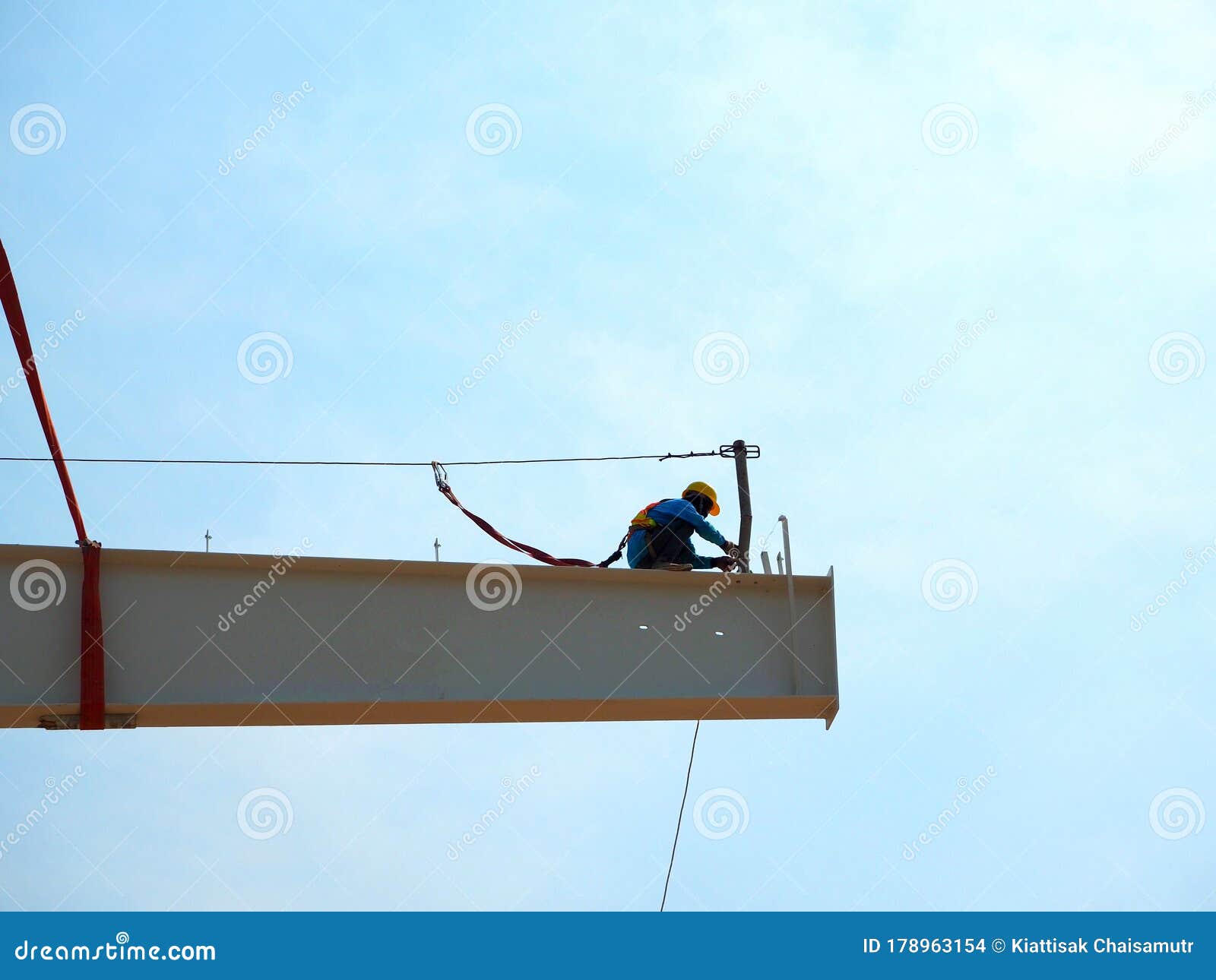 Man Working on the Working at Height on Construction Stock Photo ...