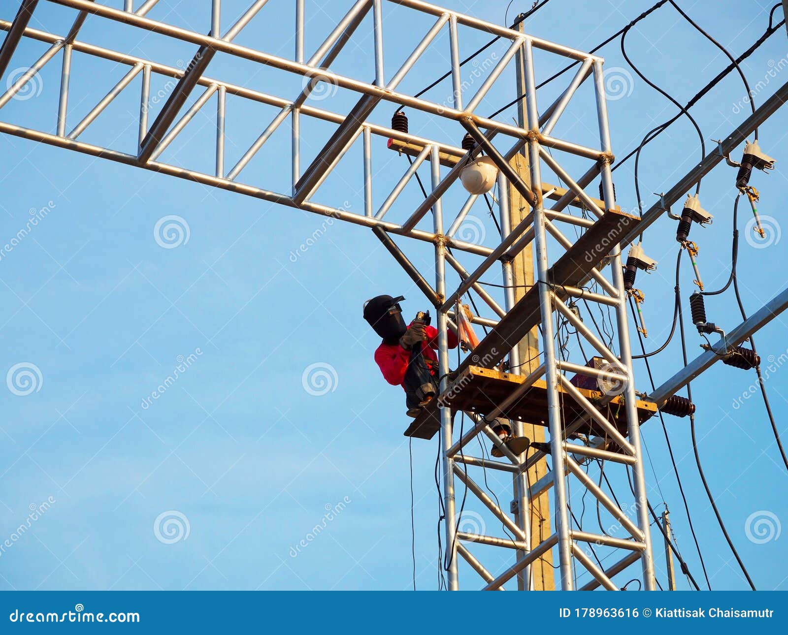 Man Working on the Working at Height on Construction Stock Photo ...