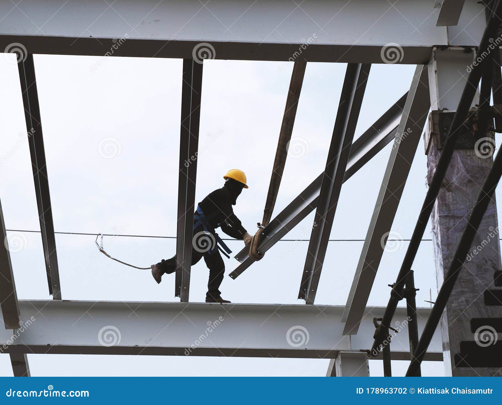 Man Working on the Working at Height on Construction Stock Photo ...