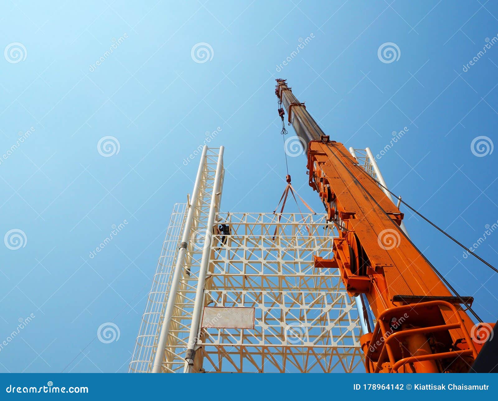 Man Working on the Working at Height on Construction Stock Photo ...