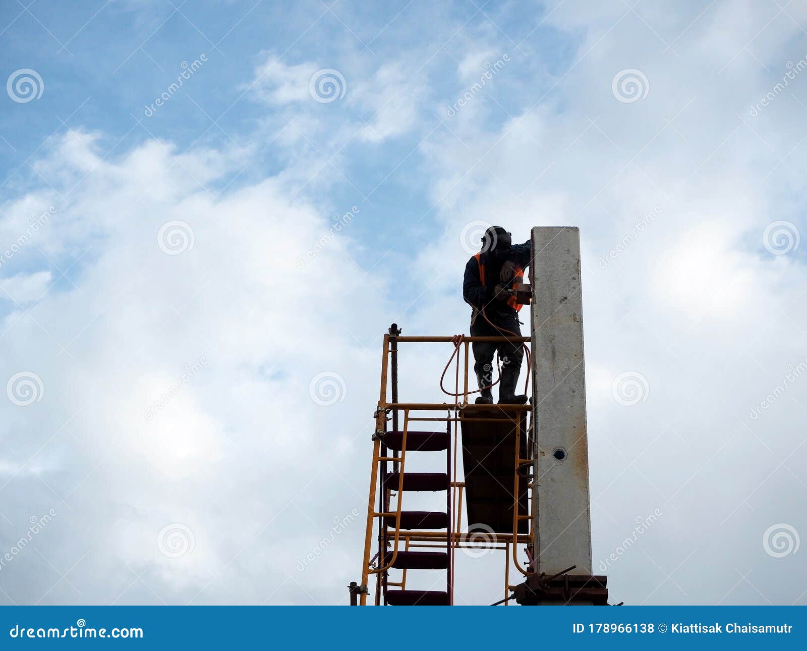 Man Working on the Working at Height on Construction Stock Photo ...