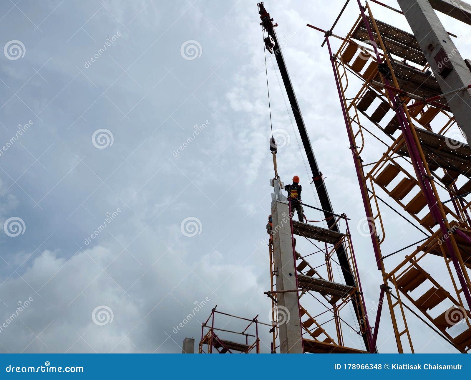 Man Working on the Working at Height on Construction Stock Photo ...