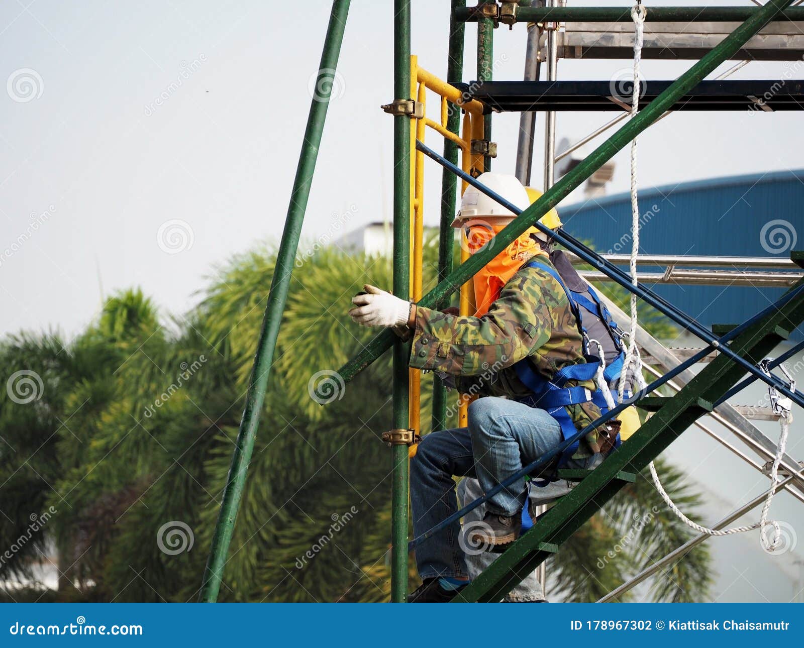 Man Working on the Working at Height on Construction Stock Photo ...