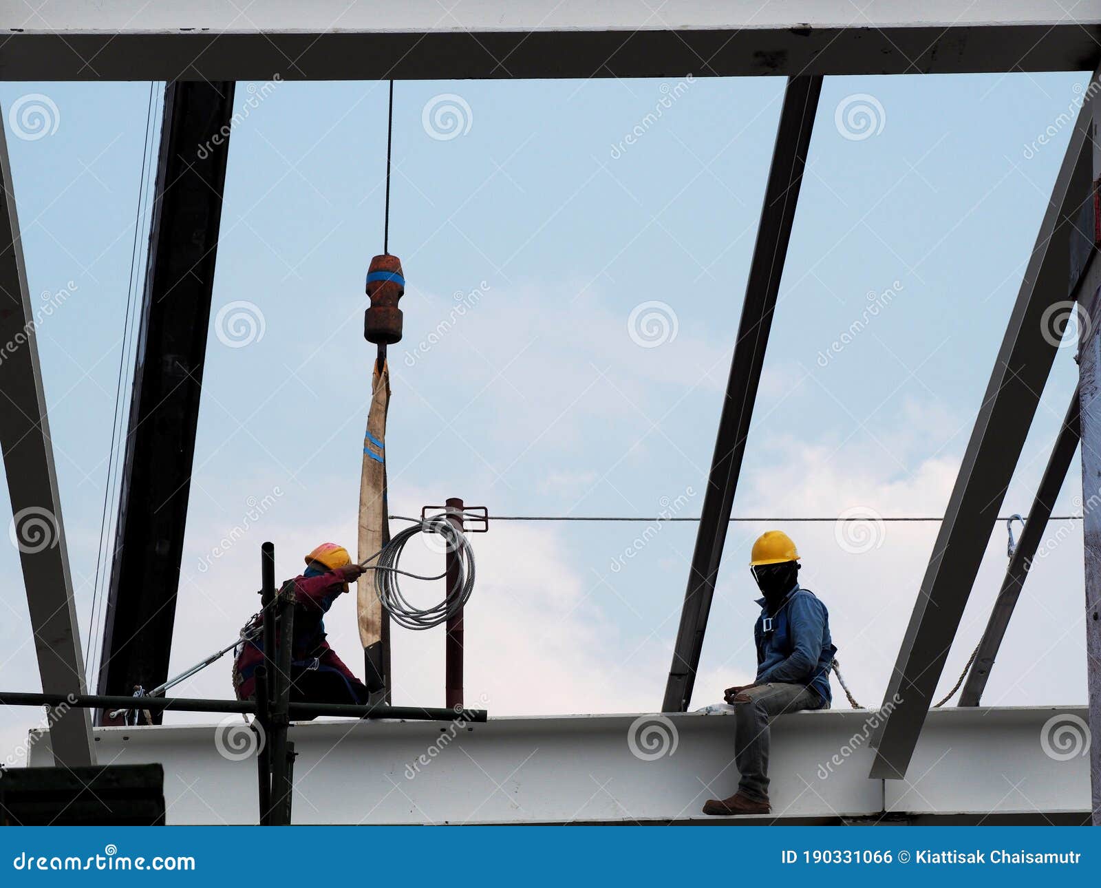 Man Working on the Working at Height on Construction Stock Photo ...