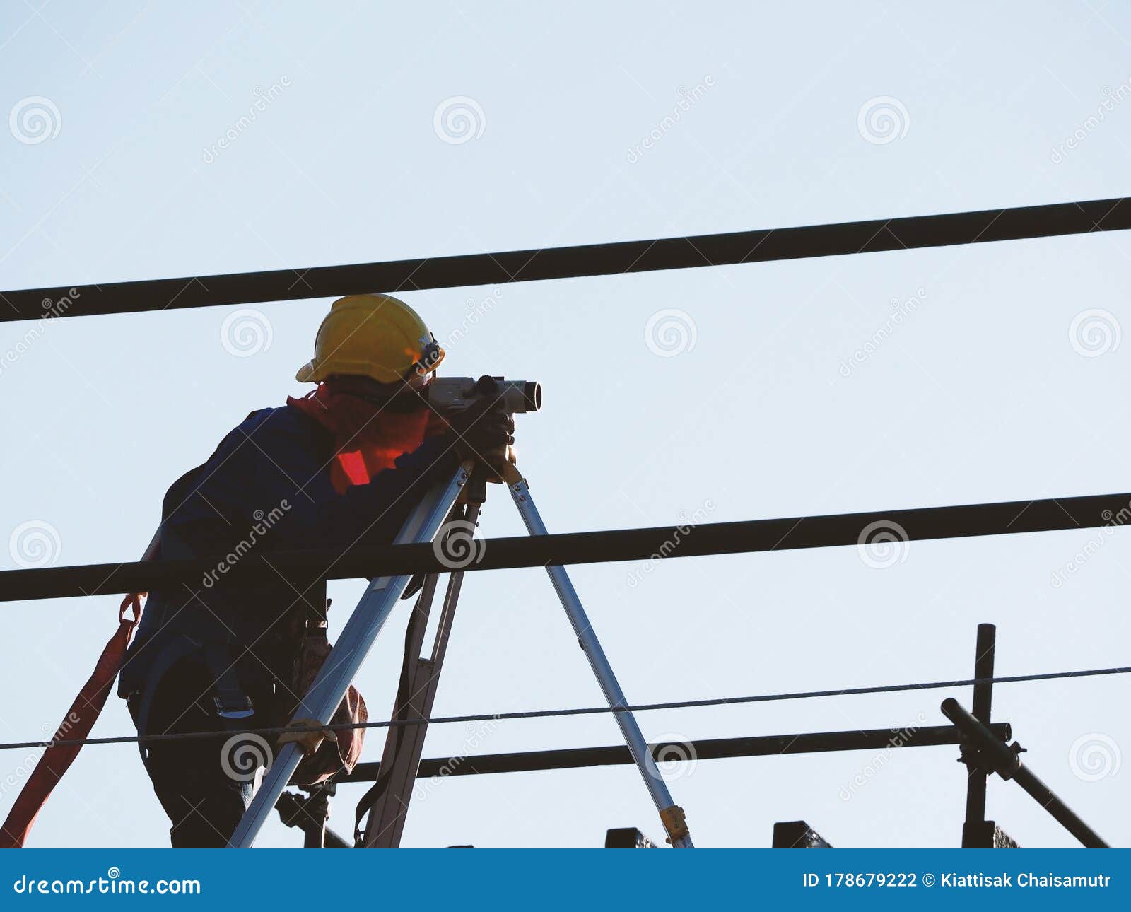 Man Working on the Working at Height on Construction Stock Photo ...