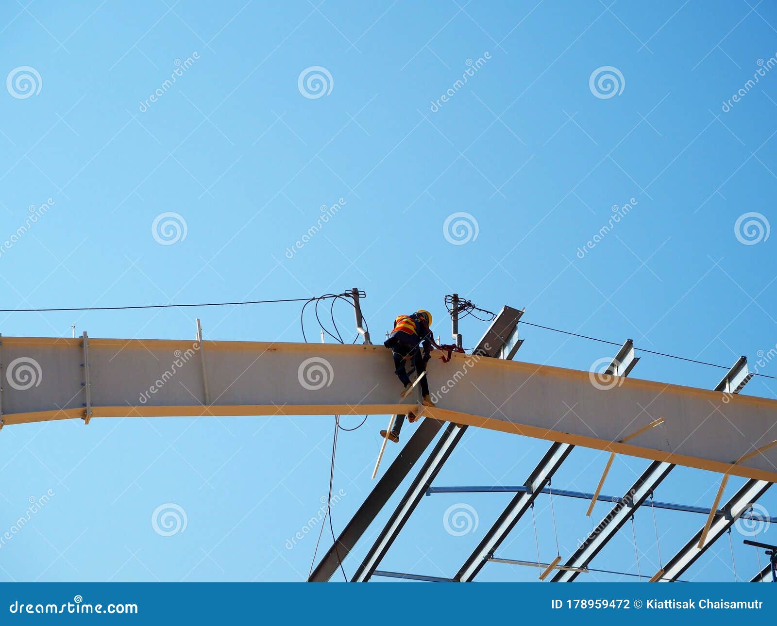 Man Working on the Working at Height on Construction Stock Photo ...