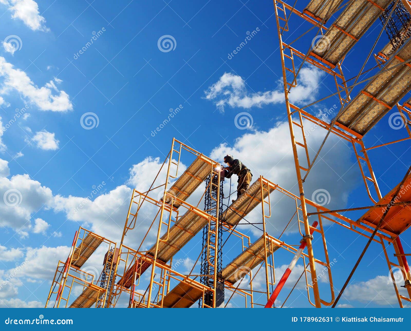 Man Working on the Working at Height on Construction Stock Image ...