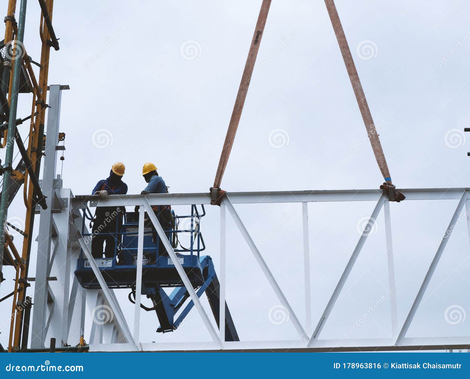 Man Working on the Working at Height on Construction Stock Photo ...