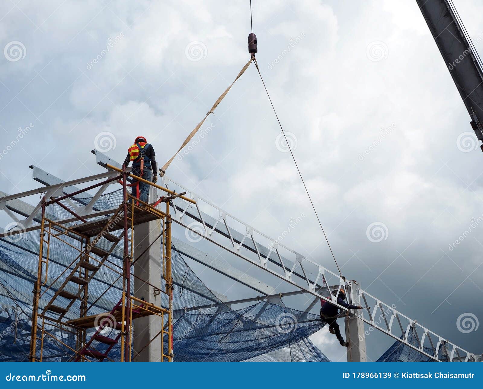 Man Working on the Working at Height on Construction Stock Image ...