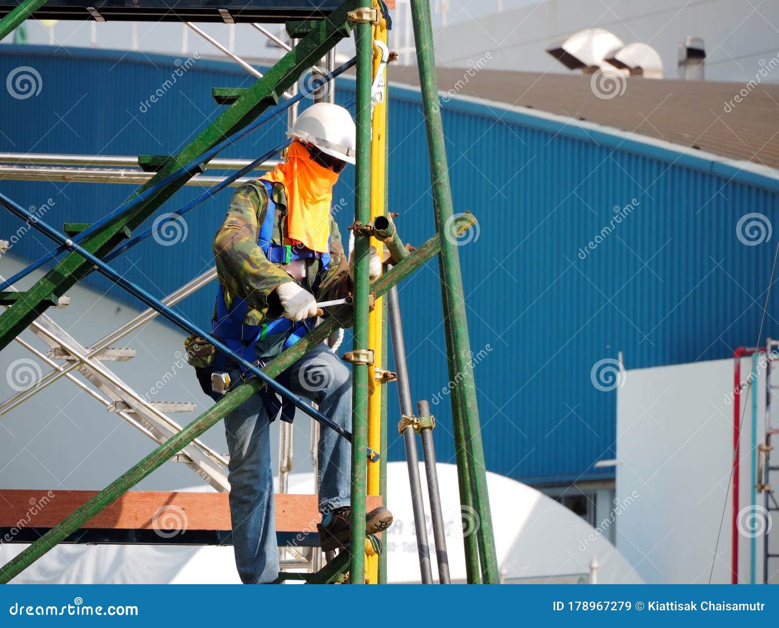 Man Working on the Working at Height on Construction Stock Image ...