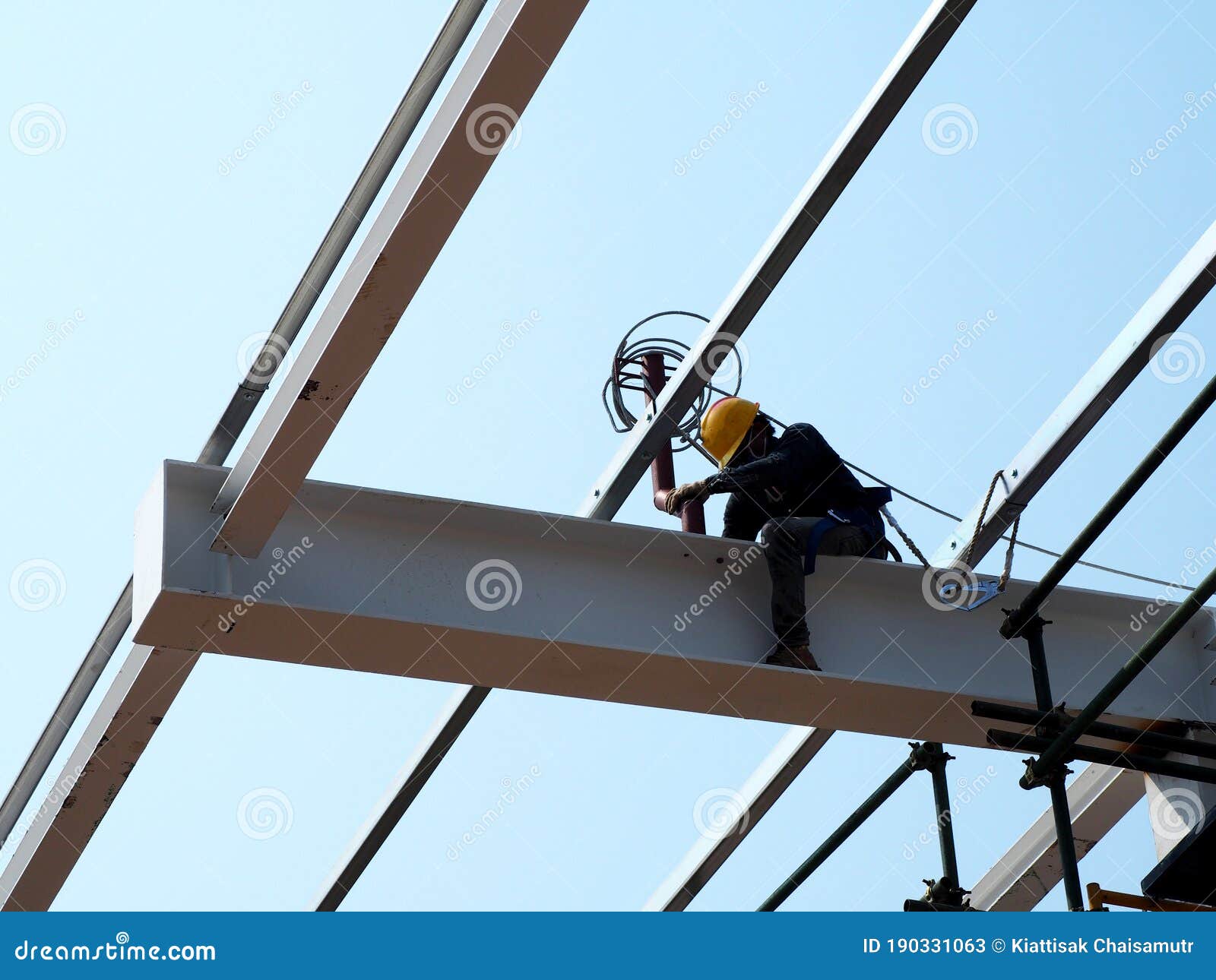 Man Working on the Working at Height on Construction Stock Image ...