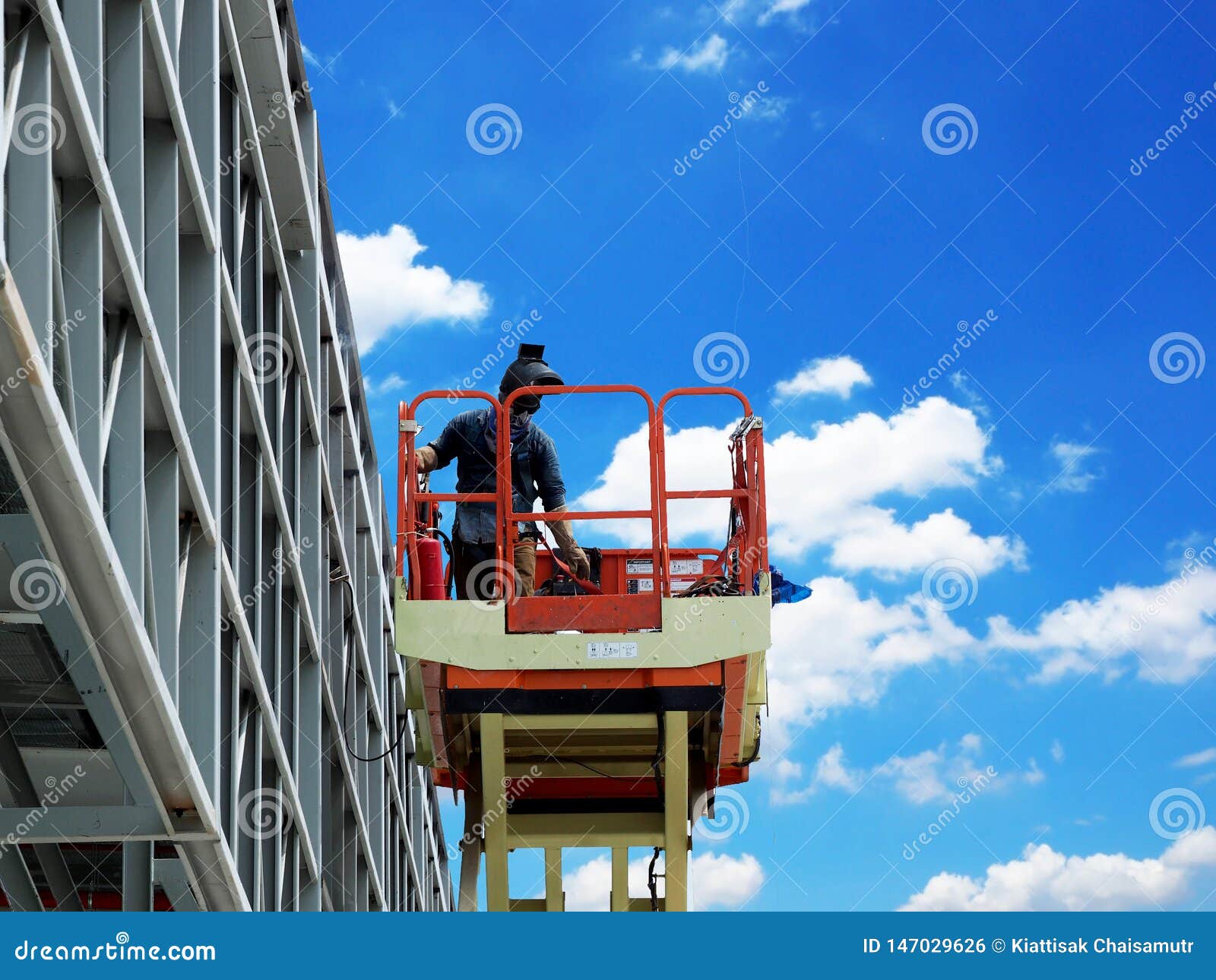 Man Working on the Working at Height Stock Photo - Image of industry ...