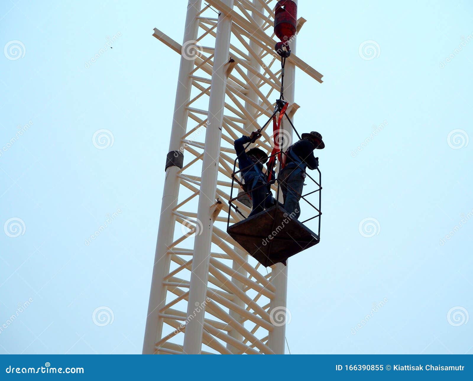 Man Working on the Working at Height Stock Image - Image of site ...