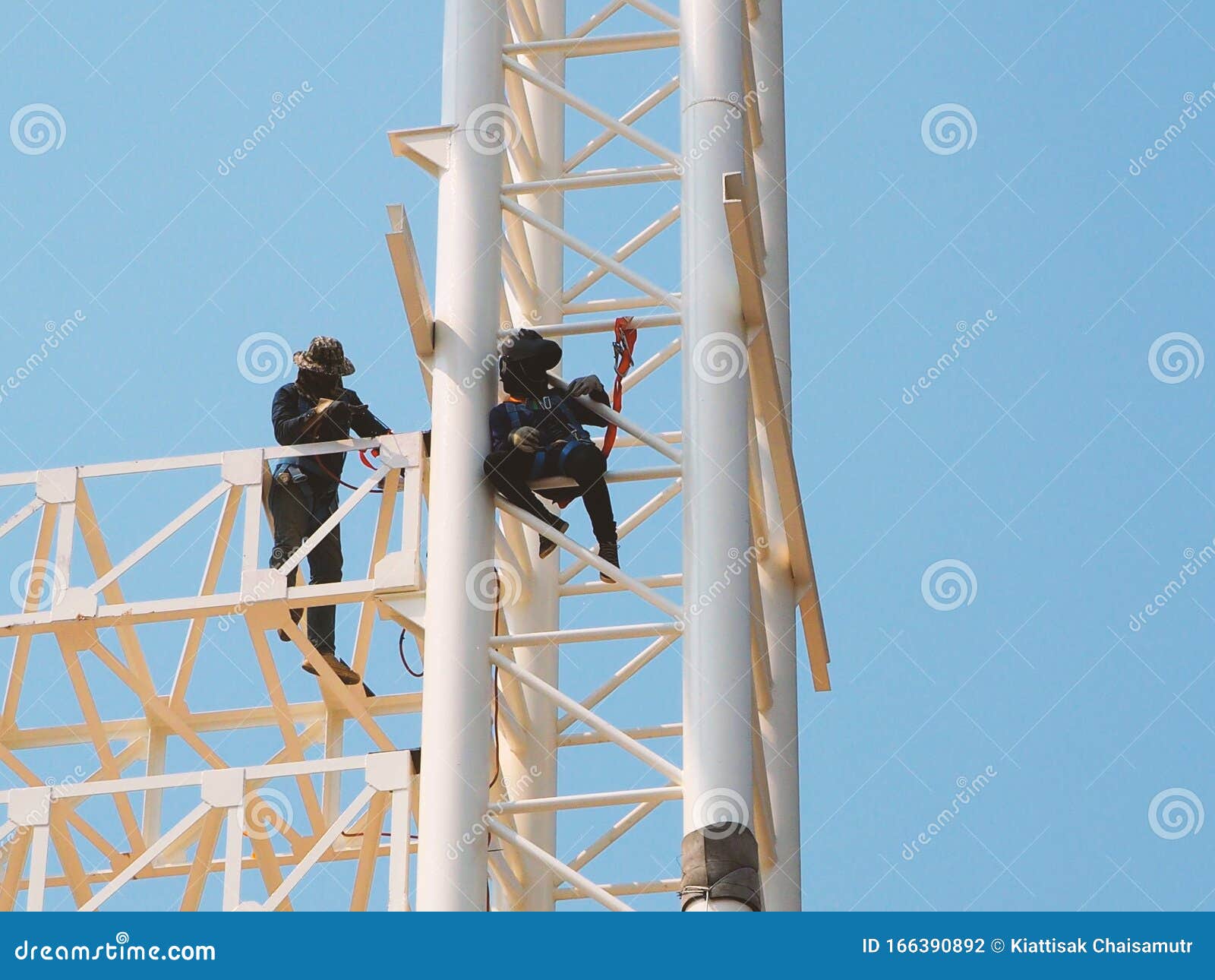 Man Working on the Working at Height Stock Photo - Image of ...