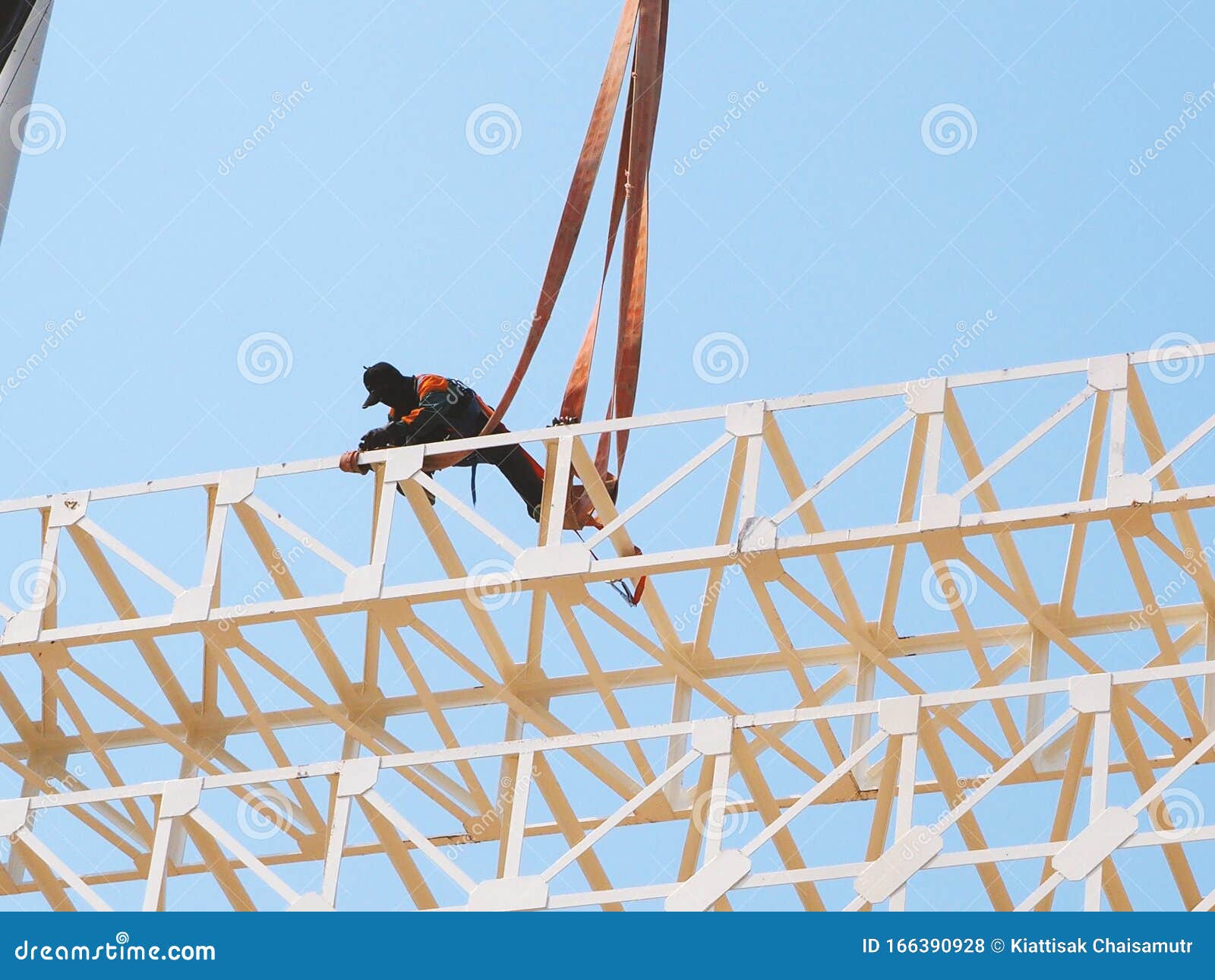 Man Working on the Working at Height Stock Photo - Image of platform ...