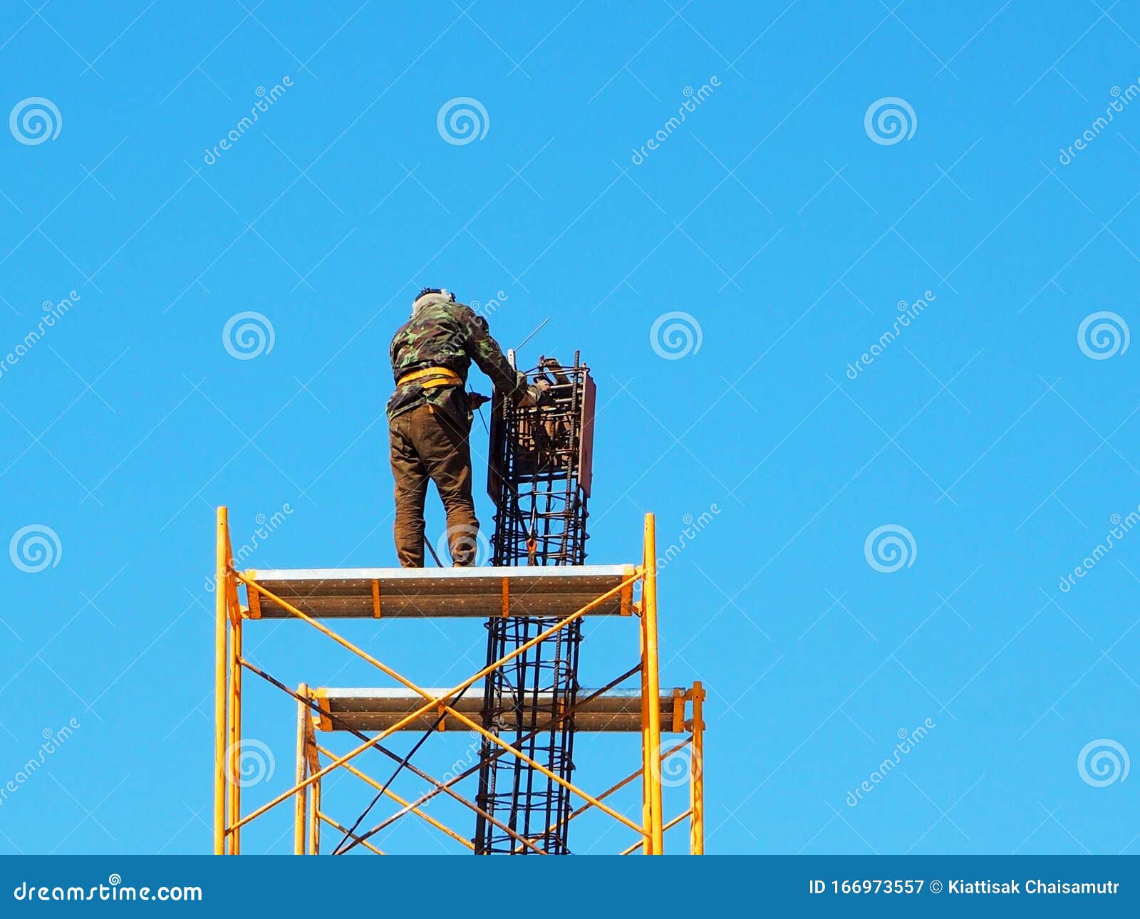 Man Working on the Working at Height Stock Image - Image of building ...