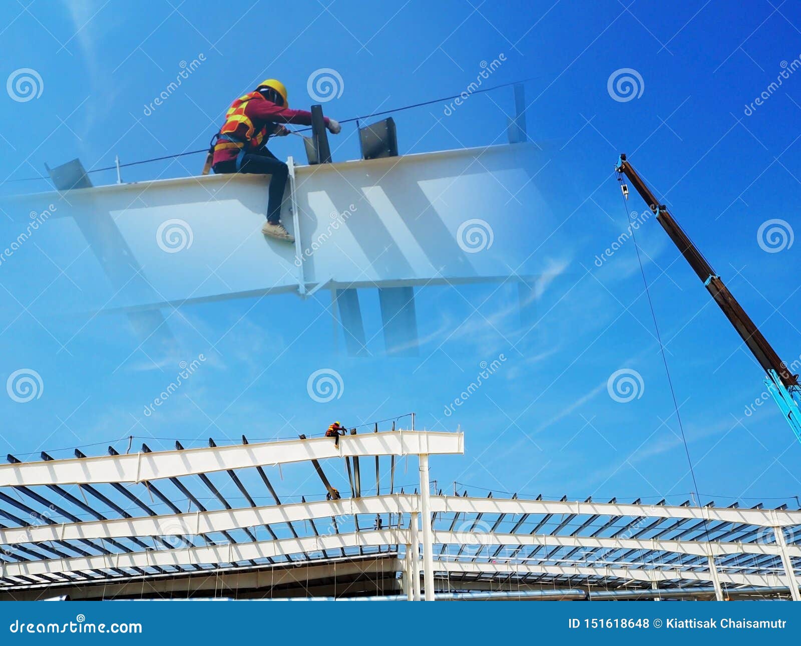 Man Working on the Working at Height Stock Photo - Image of site ...