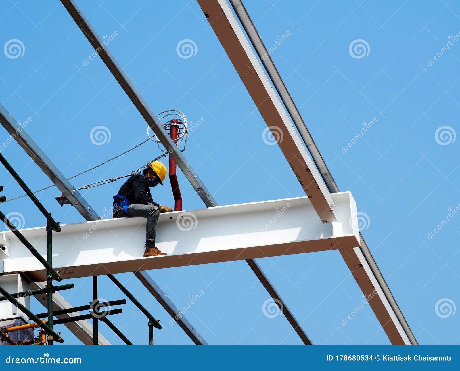Man Working on the Working at Height on Construction Stock Photo ...