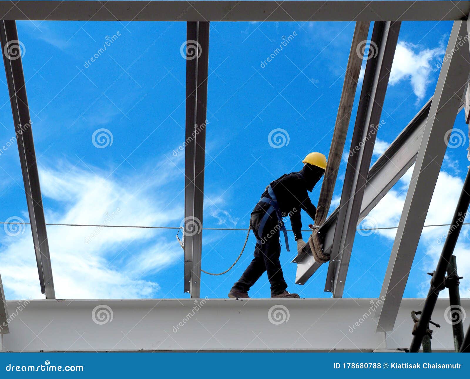 Man Working on the Working at Height on Construction Stock Photo ...