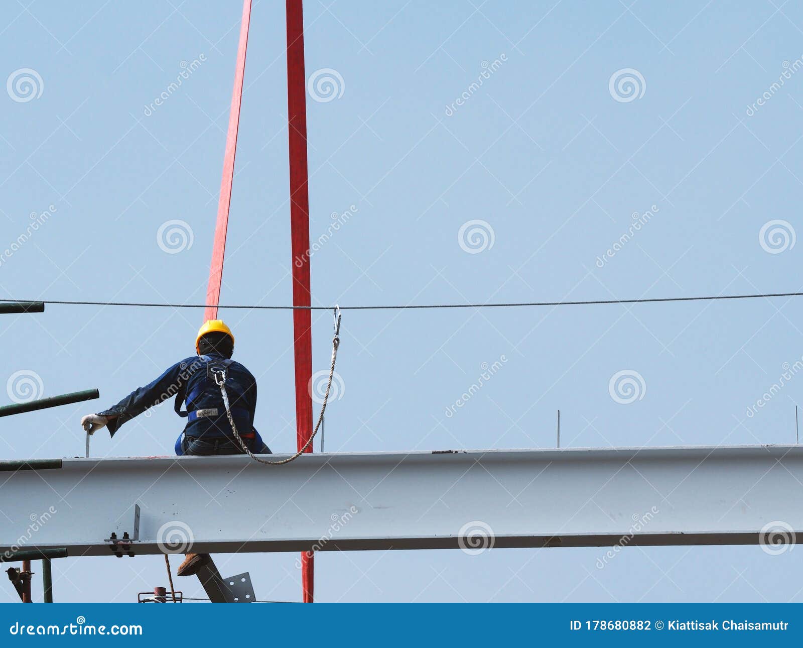 Man Working on the Working at Height on Construction Stock Photo ...
