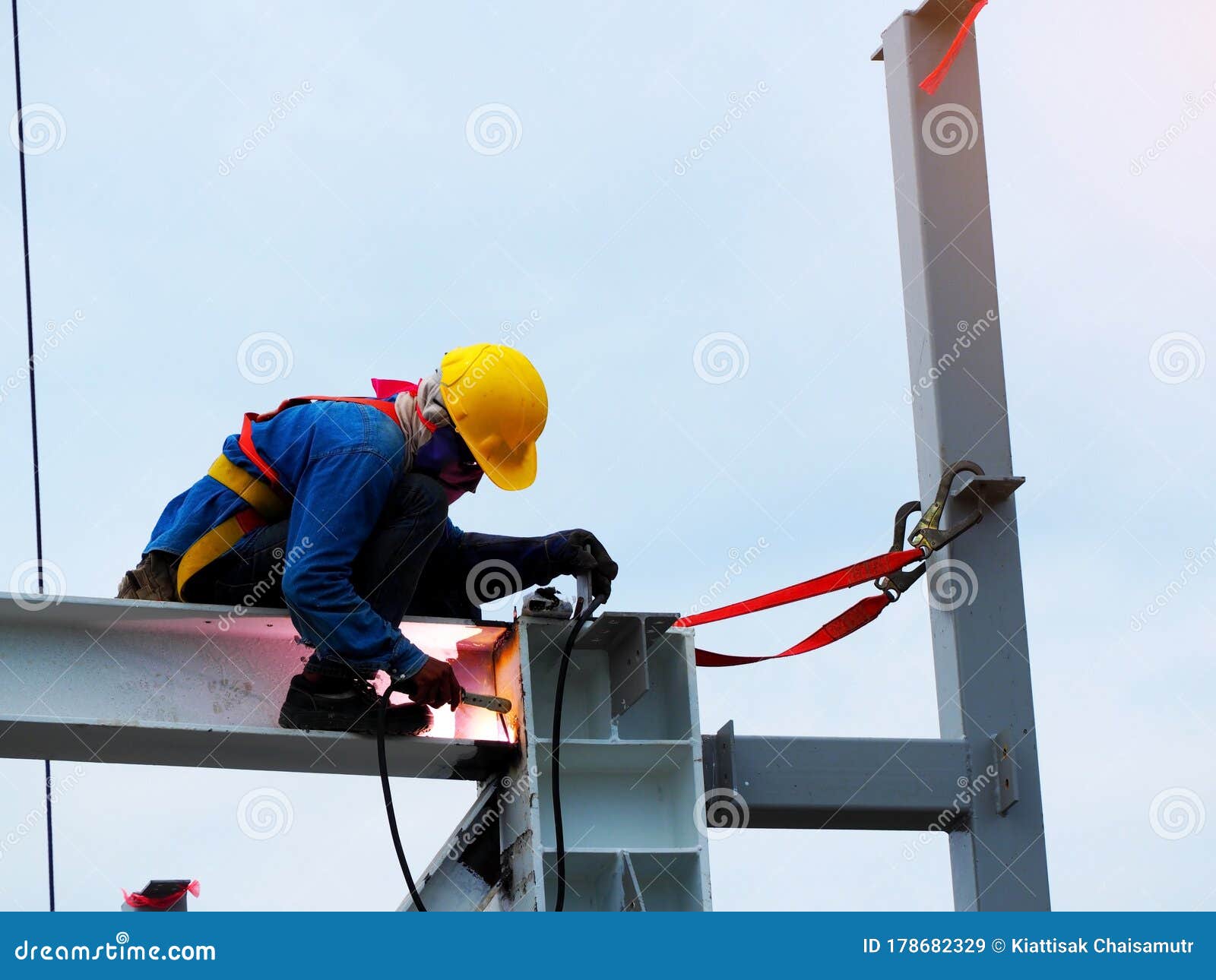 Man Working on the Working at Height on Construction Stock Image ...