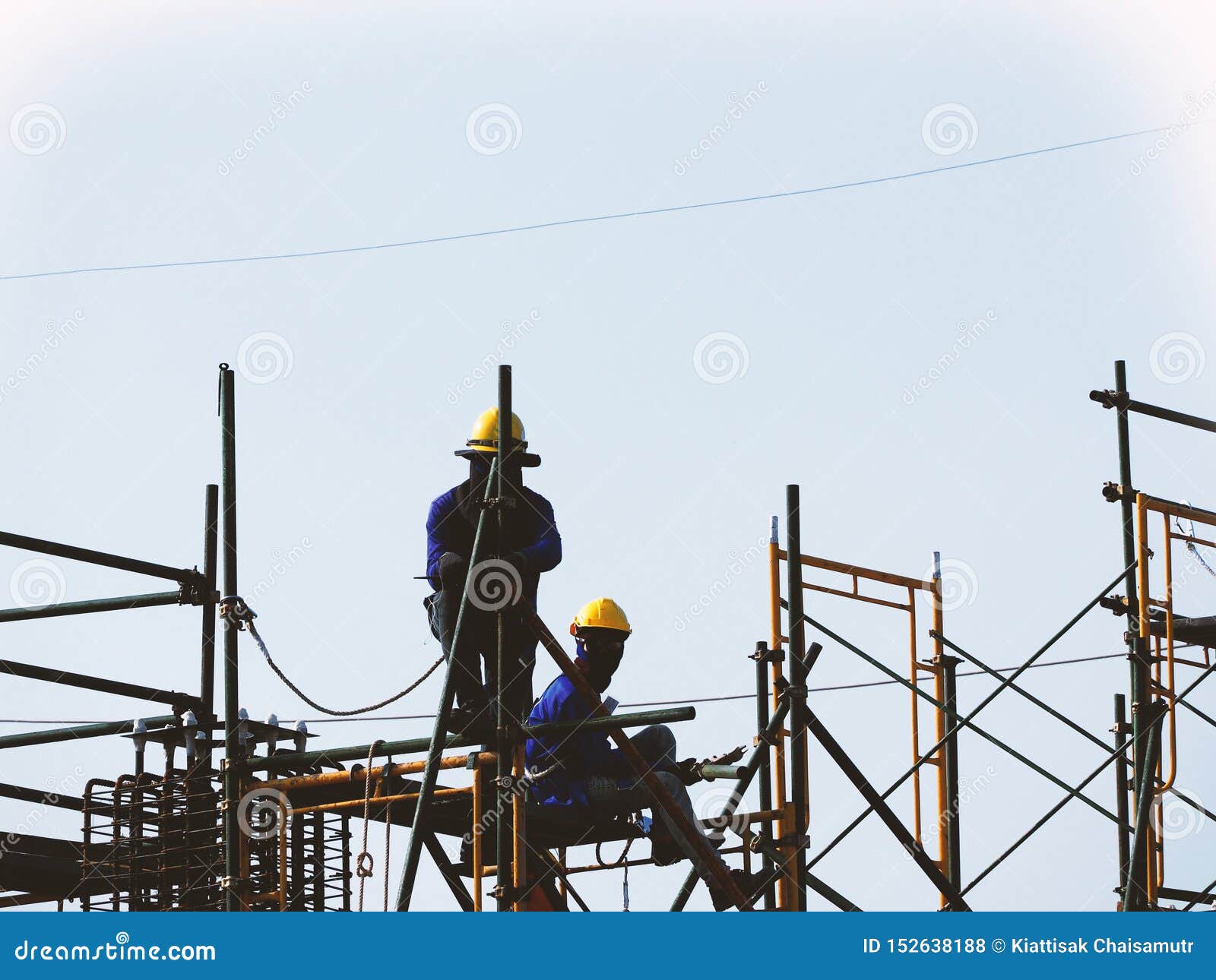 Man Working on the Working at Height Stock Photo - Image of scaffold ...
