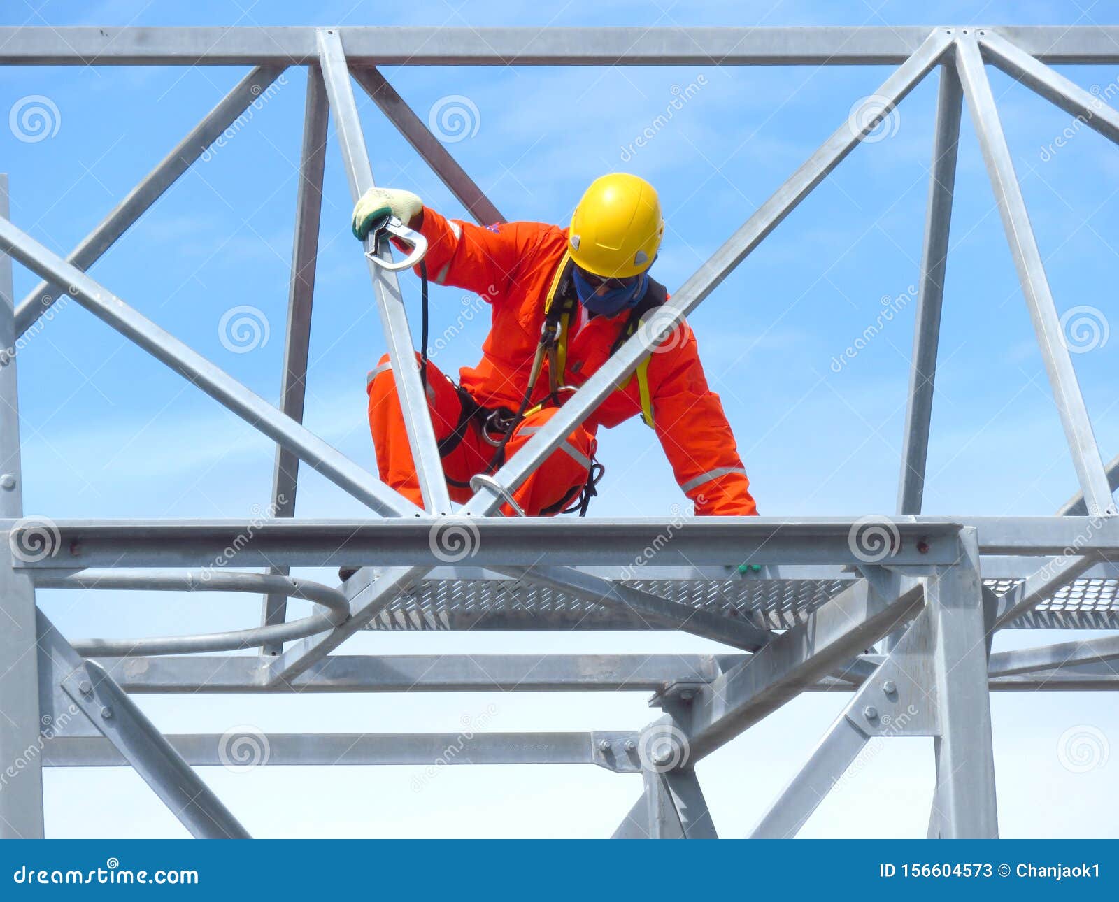 Man Working on the Working at Height. Stock Image - Image of climbing ...