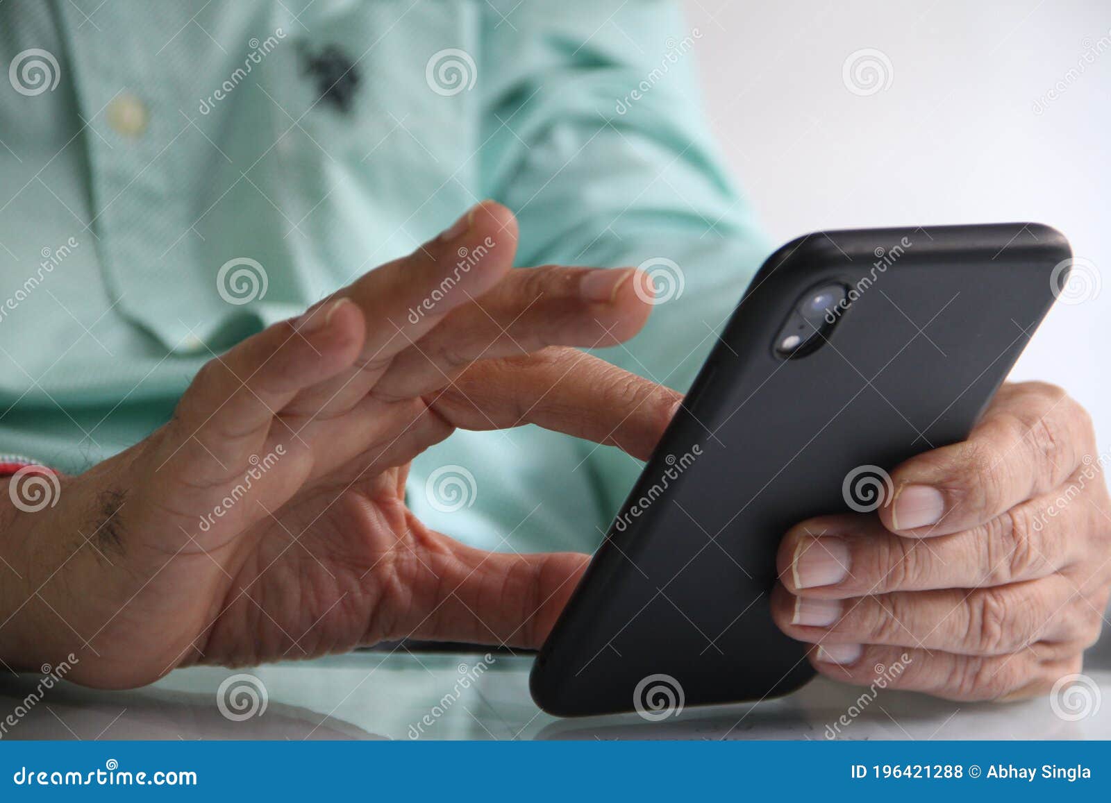 Man Working in Workplace on Mobile in Digital World Stock Photo - Image ...