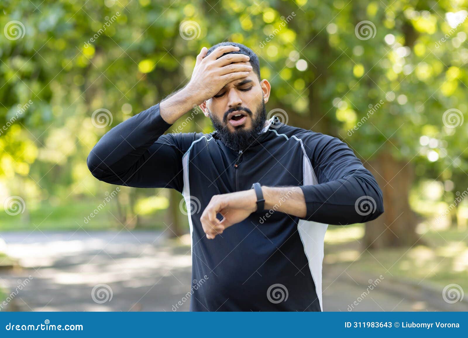 Confused Man Checking Time after Missing Workout Stock Image - Image of ...