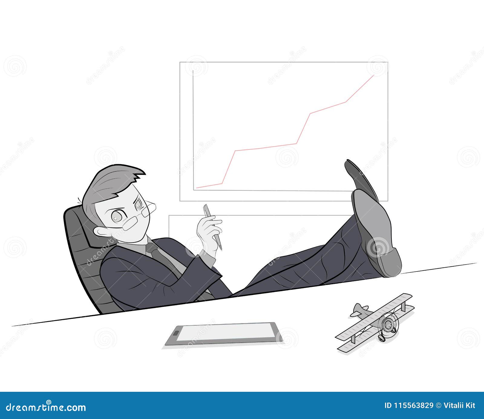 The Man in the Workplace Sits Throwing His Feet on the Table. Rest at ...