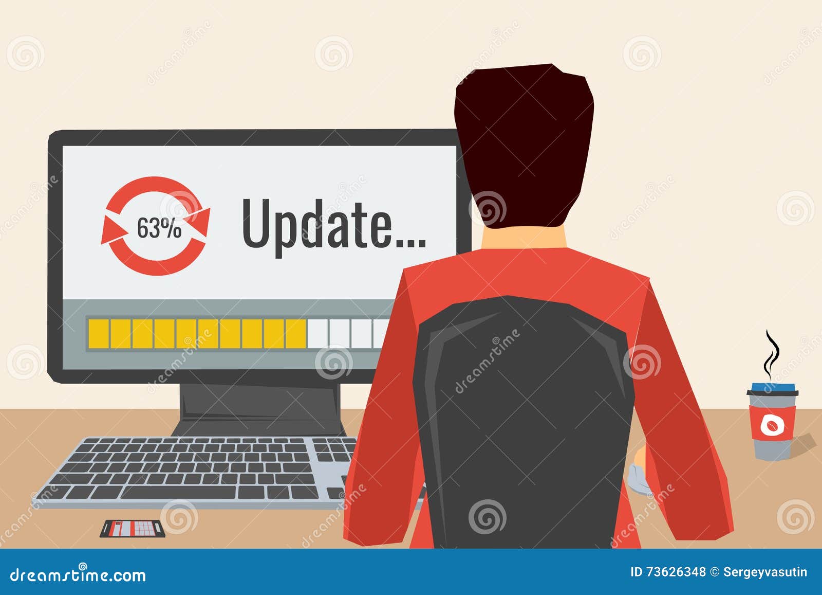 Man on the Workplace - Update Stock Illustration - Illustration of ...