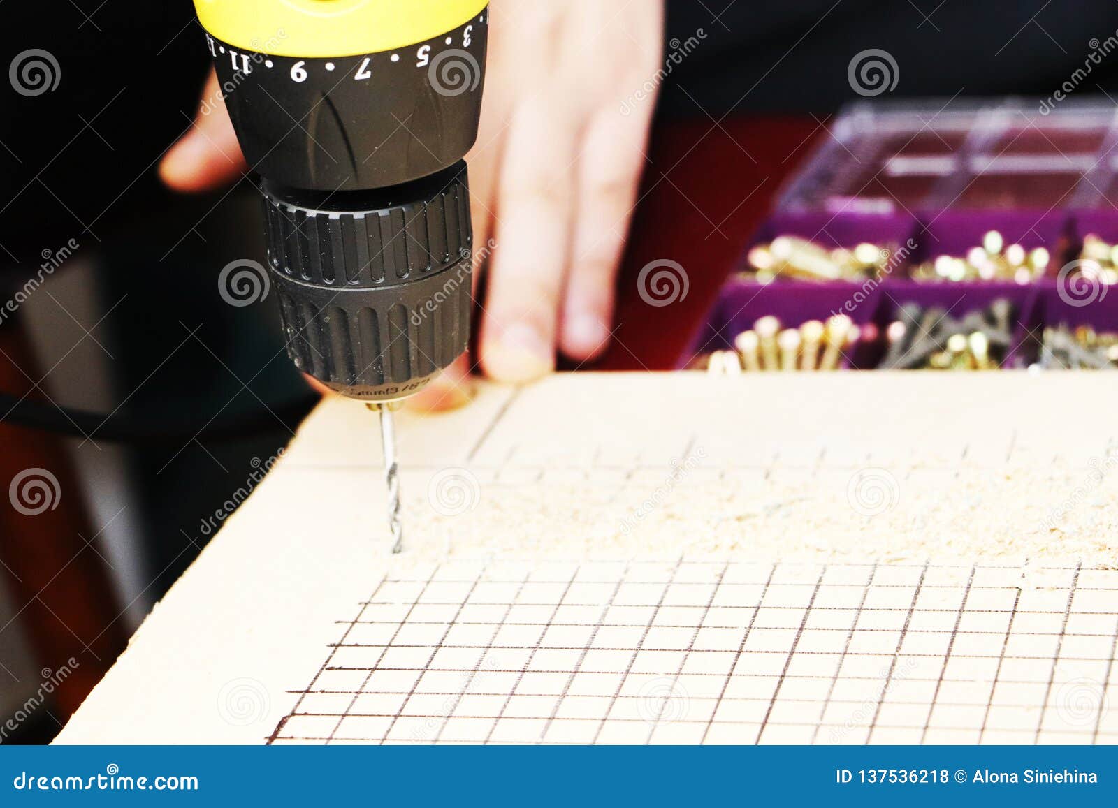 The Man Works As a Drill in the Workshop Stock Photo - Image of ...