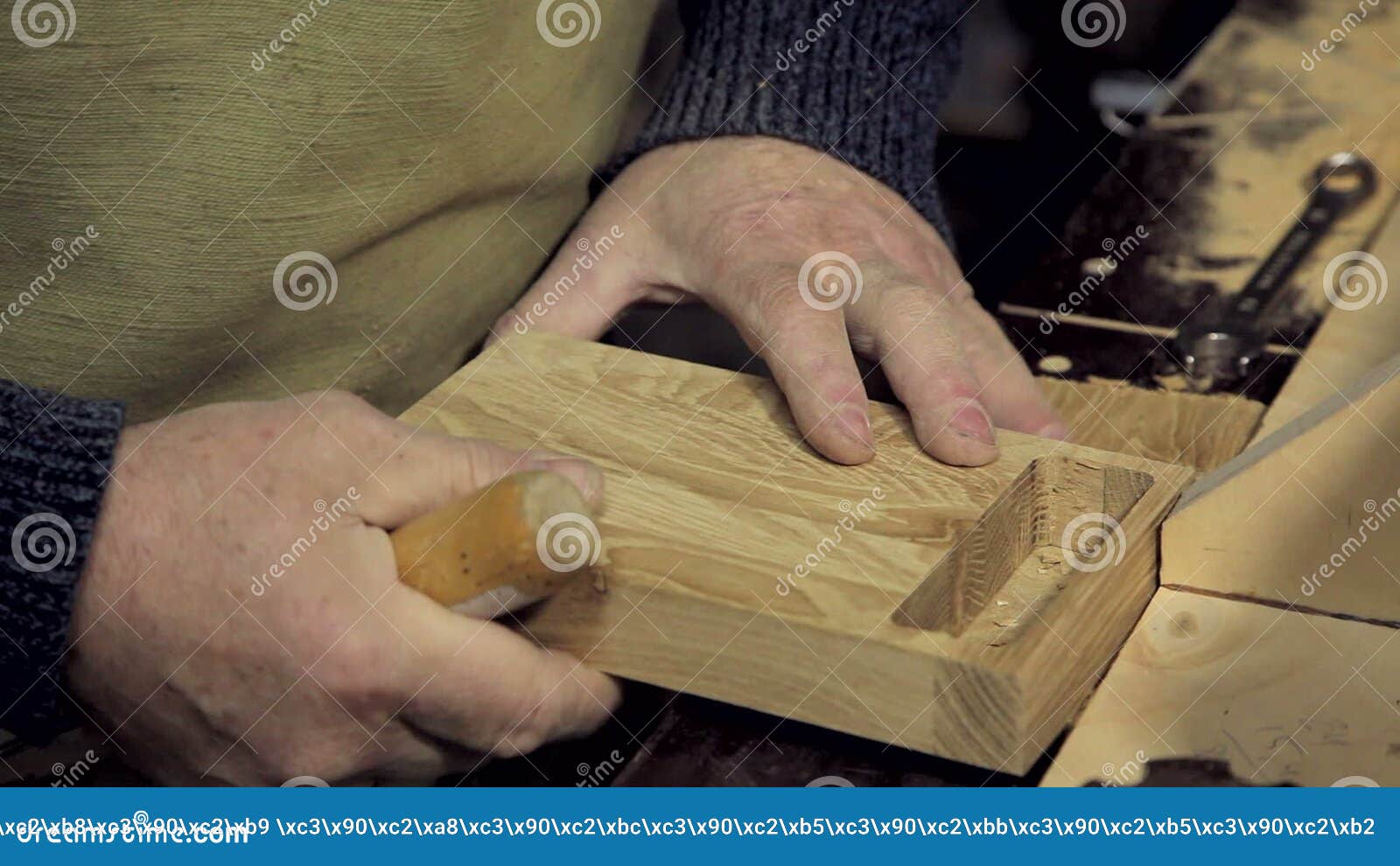 A Man Works a Chisel with a Tree Stock Footage - Video of artisan ...