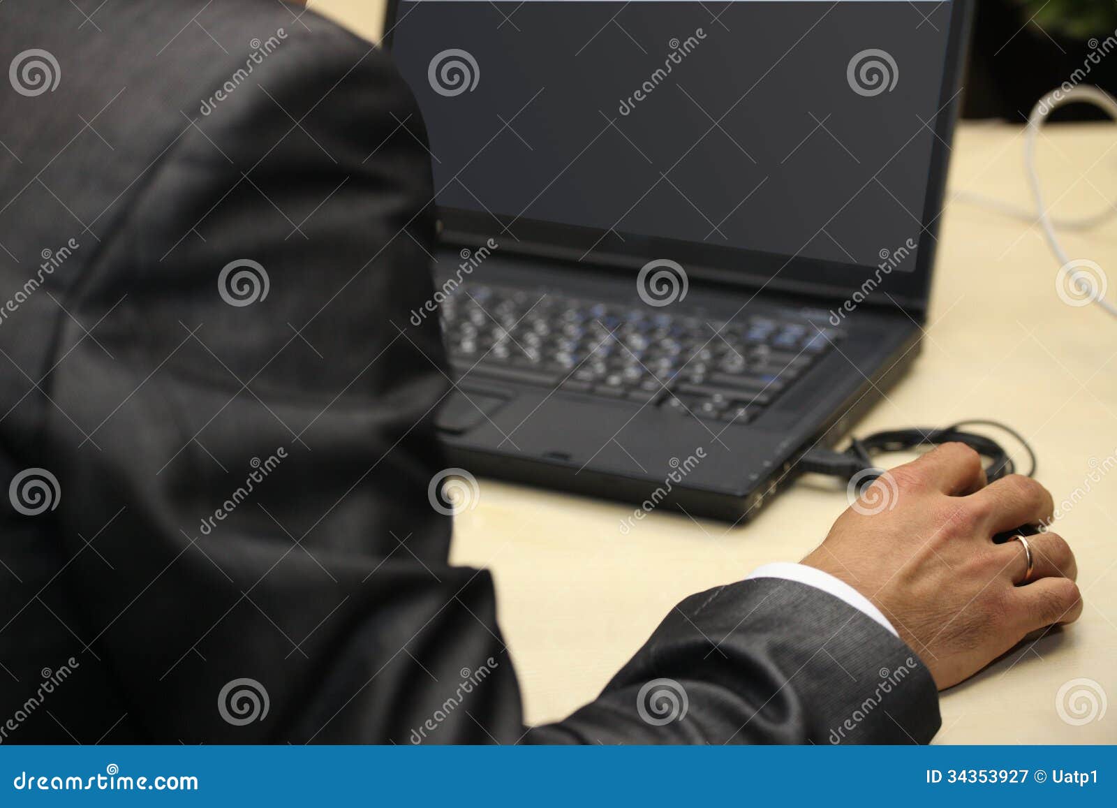 Man works on computer stock image. Image of male, computer - 34353927