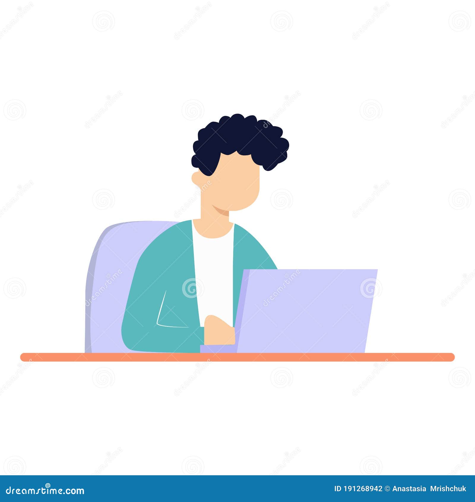 The Man Works at the Computer. Picture. Vector Illustration Stock ...