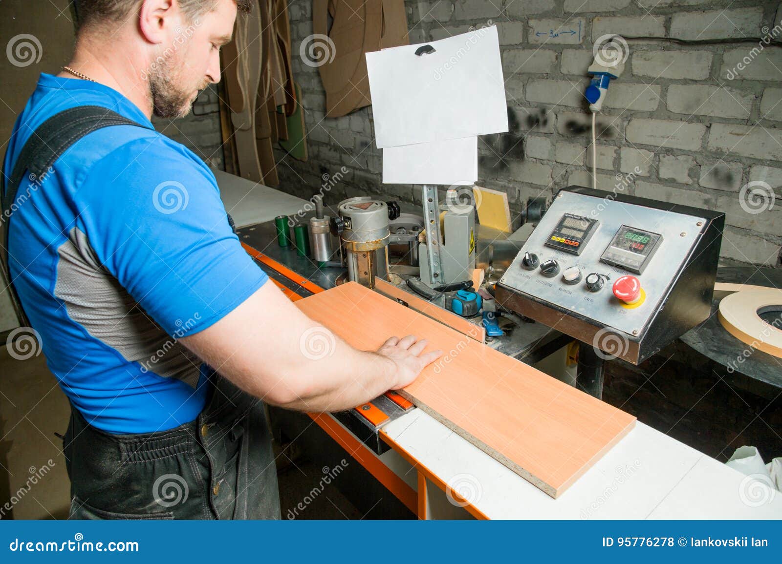 Man Works for Edge Banding Machine Stock Photo - Image of achieve ...
