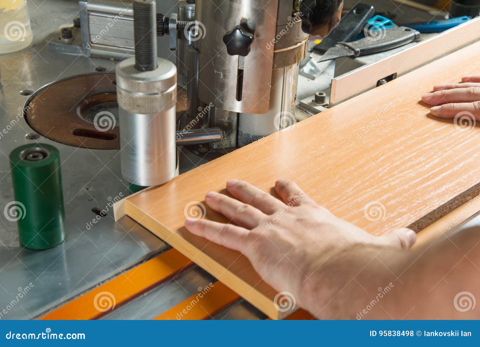 Man Works for Edge Banding Machine Stock Photo - Image of door, housing ...