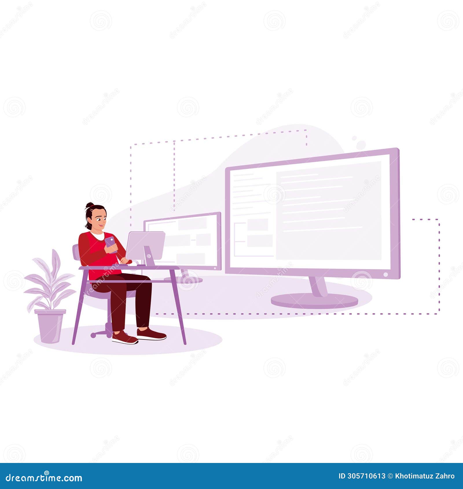 A Man Works in Front of a Computer in the Office, a Professional Expert ...