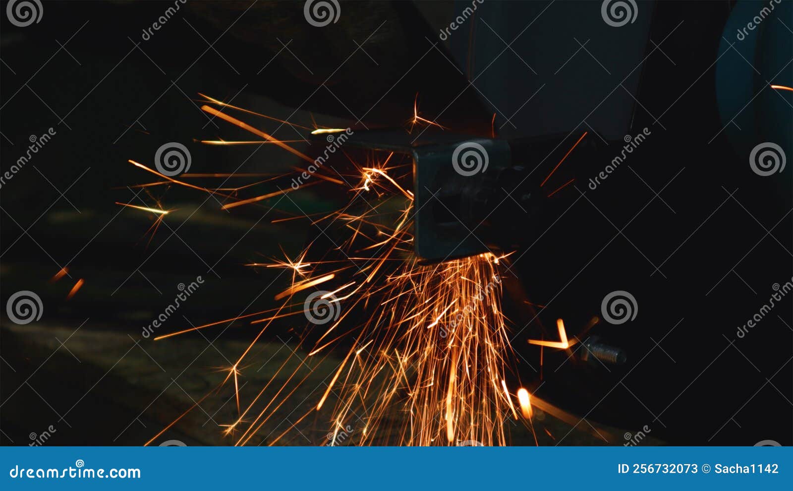 Man Works Grinder in Workshop Spitting Out Sparks Stock Image - Image ...