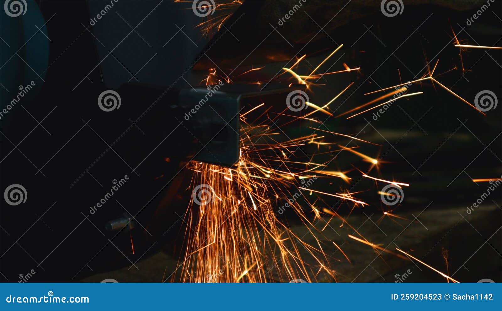 Man Works Grinder in Workshop Spitting Out Sparks Stock Image - Image ...