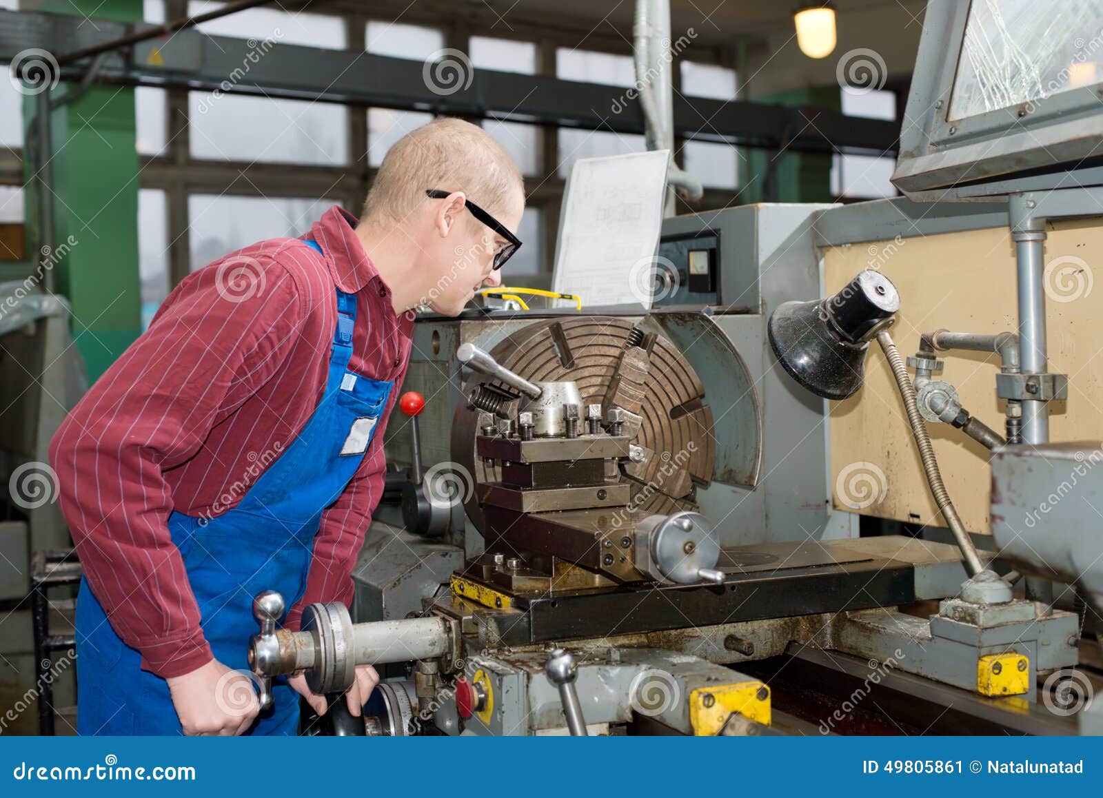 Man Works for Production Machine Stock Image - Image of industry ...