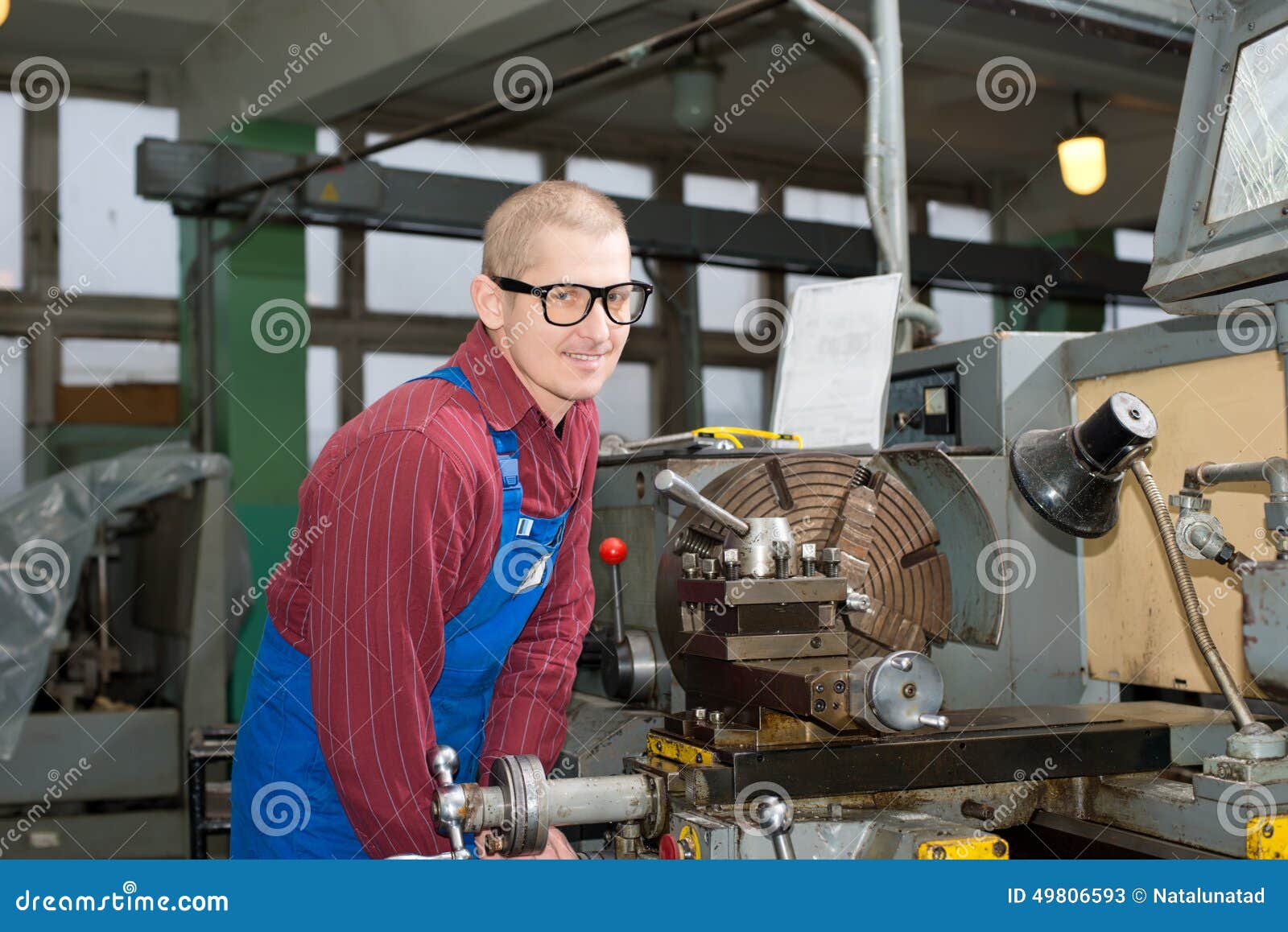 Man Works for Production Machine Stock Image - Image of machine ...