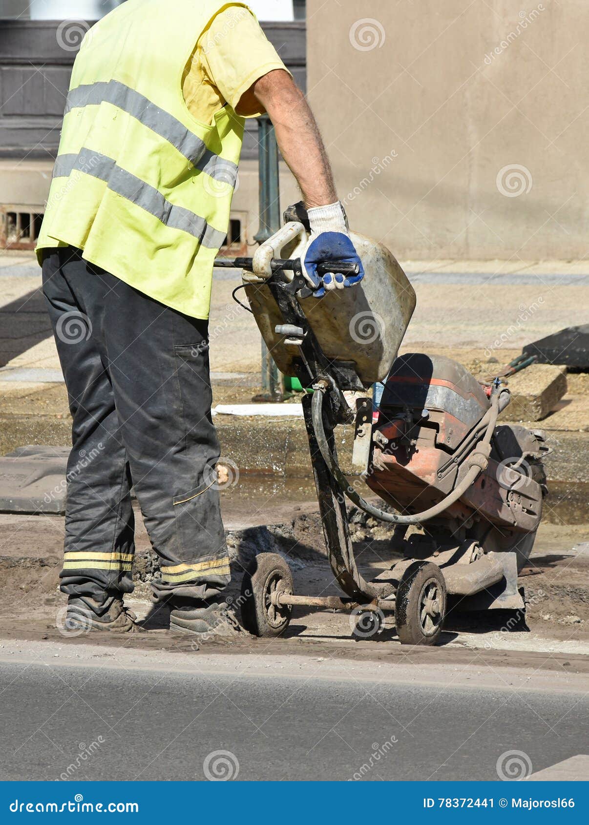 Man Works on the Road Construction Stock Image - Image of road, adult ...
