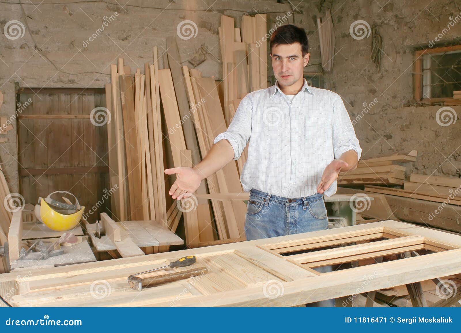 Man in workshop stock image. Image of house, education - 11816471