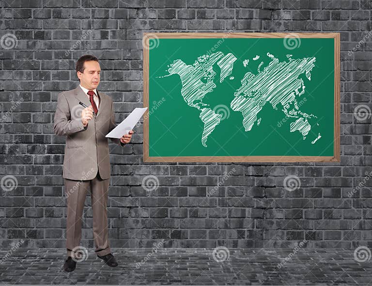 Man and world map stock photo. Image of paper, creativity - 29511578