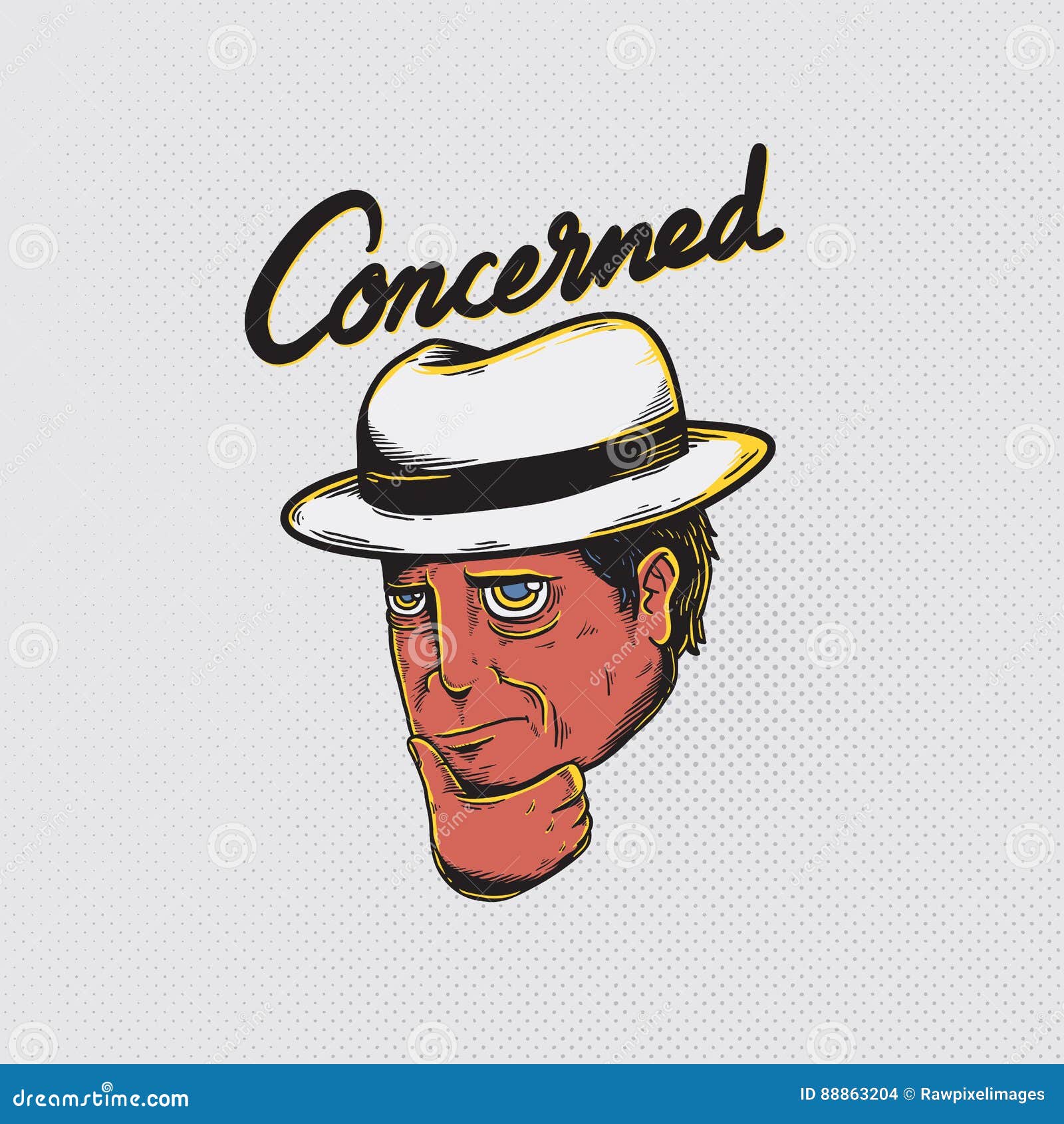 Man Worried Concerned Word Vector Illustration Concept Stock Vector ...