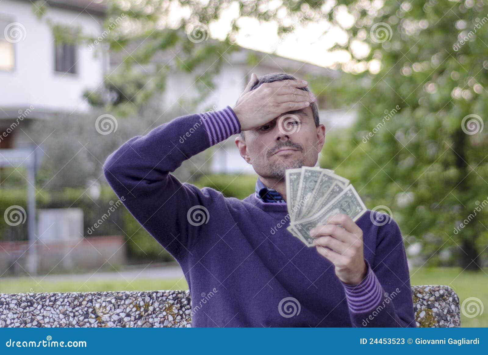 Man worried about Money stock image. Image of looking - 24453523